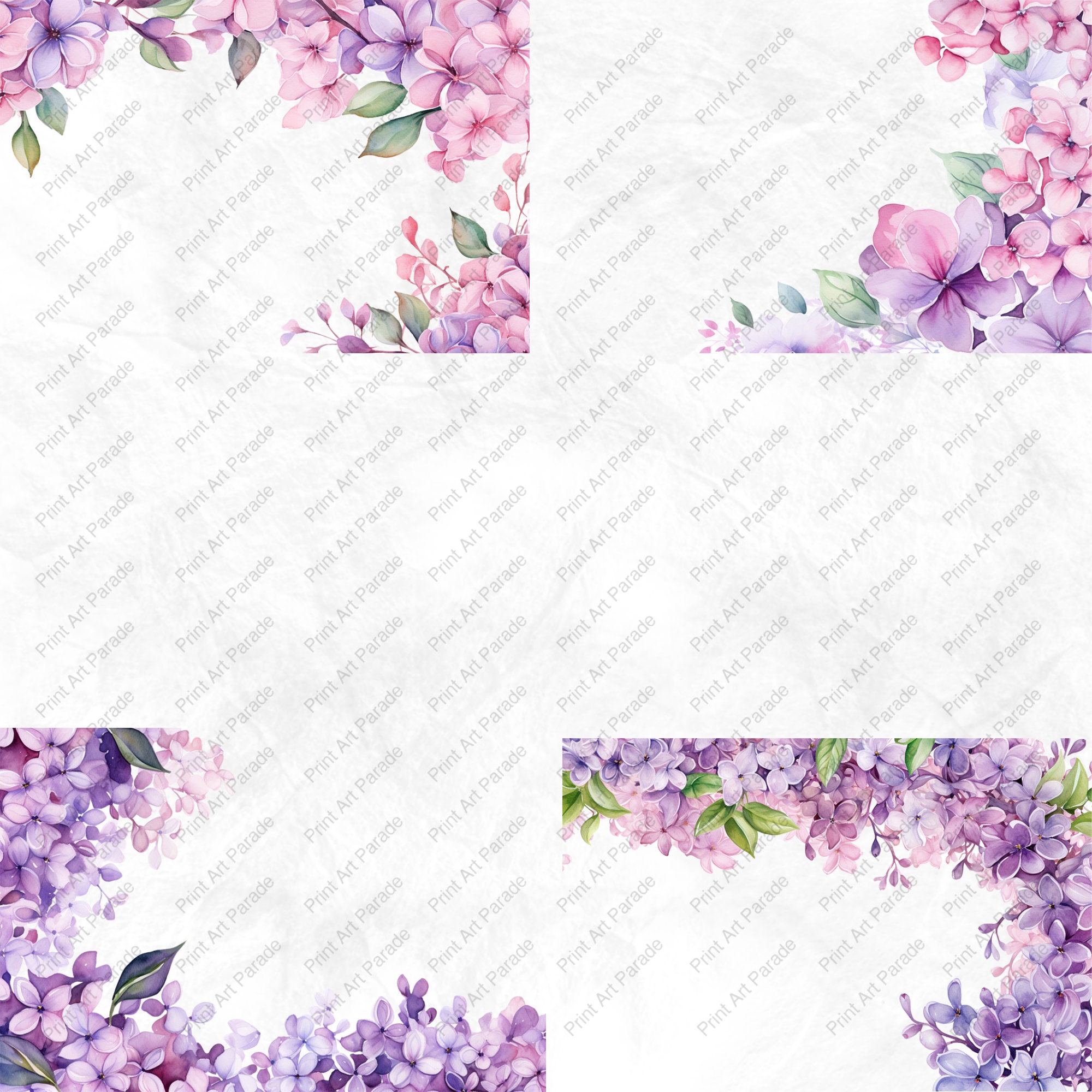 Lilac Border Clipart PNG Watercolor Lilac Border Floral Border Digital ...