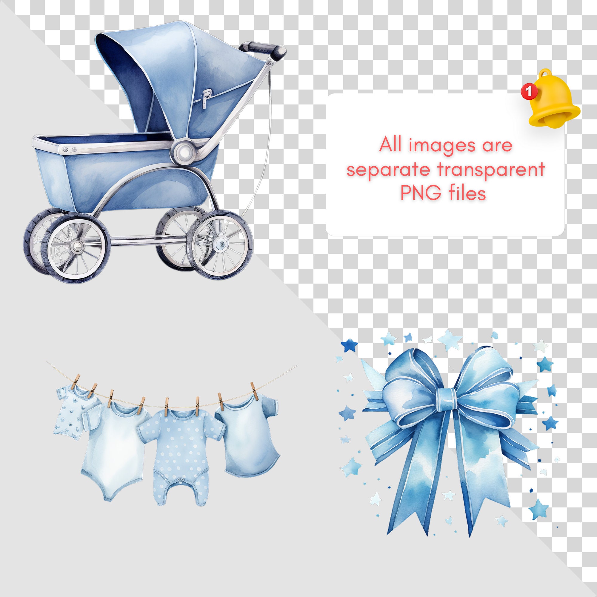 Watercolor Baby Shower Clipart PNG Newborn Nursery Baby Shower Baby Boy ...