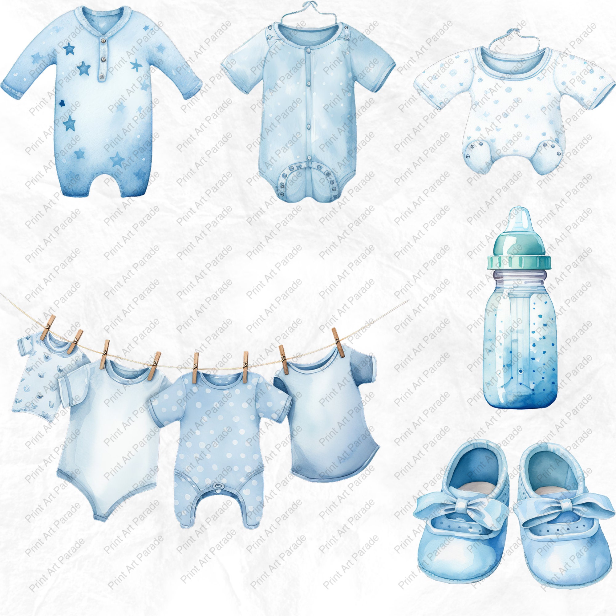 Watercolor Baby Shower Clipart PNG Newborn Nursery Baby Shower Baby Boy ...