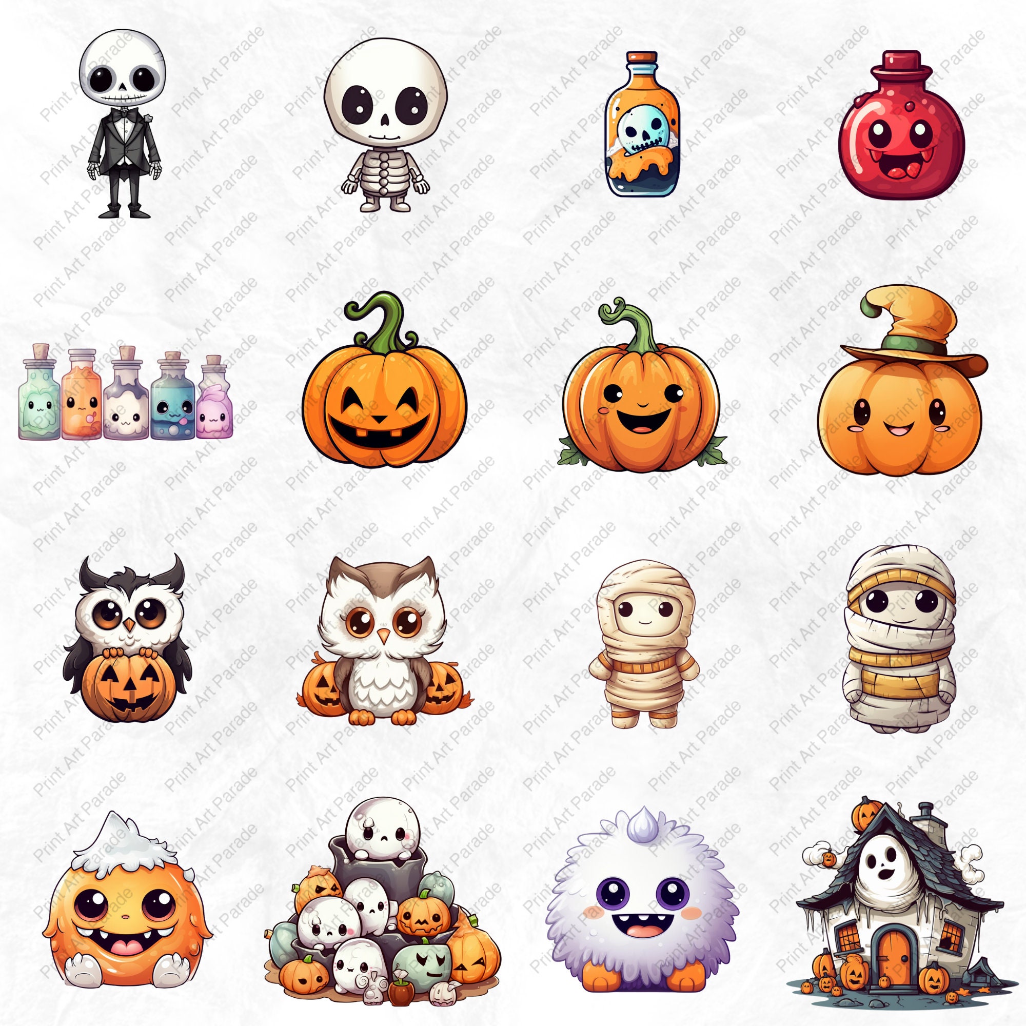 Cute Halloween Clipart PNG for Halloween Decor and Halloween Gift ...