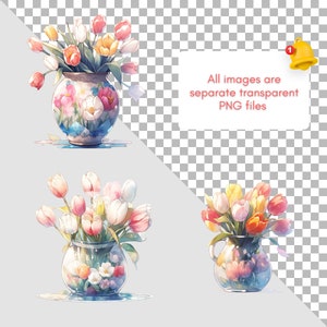 Watercolor Tulip Clipart PNG Tulip Floral Digital Graphics Instant ...