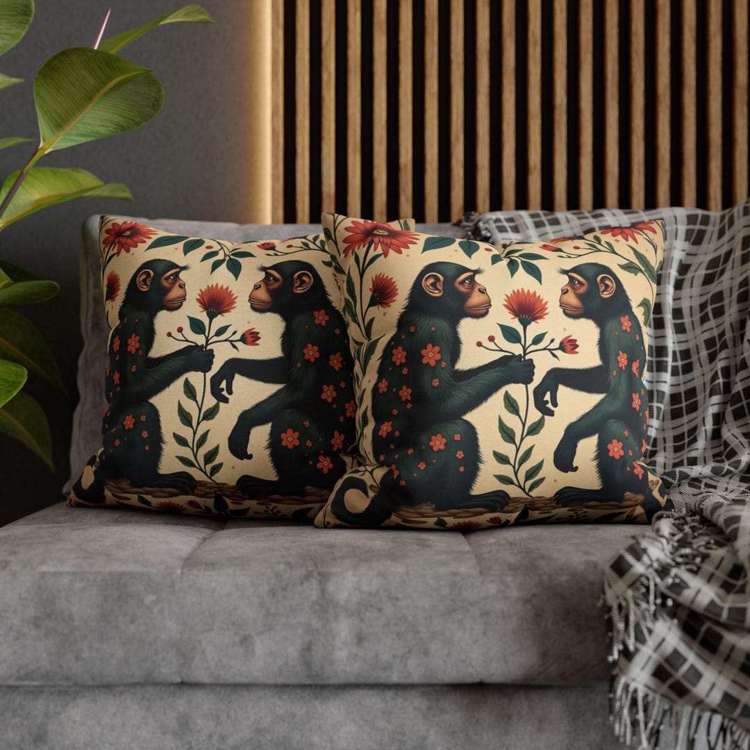 Chinoiserie Monkey Decorative Pillowcase Cute Monkey Pillow Cover ...