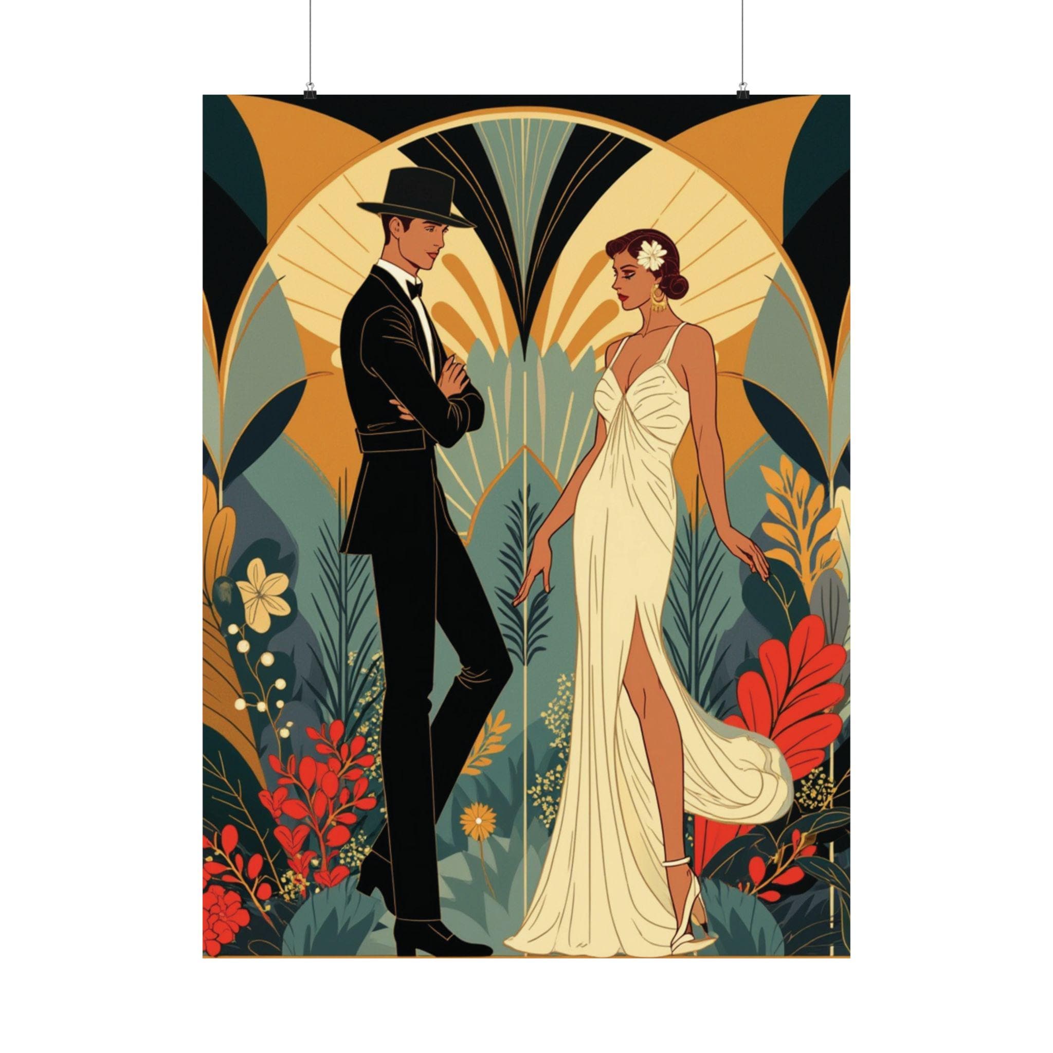 Art Deco Couple Dancing Large Poster, Vintage Elegant Art Print, Retro ...