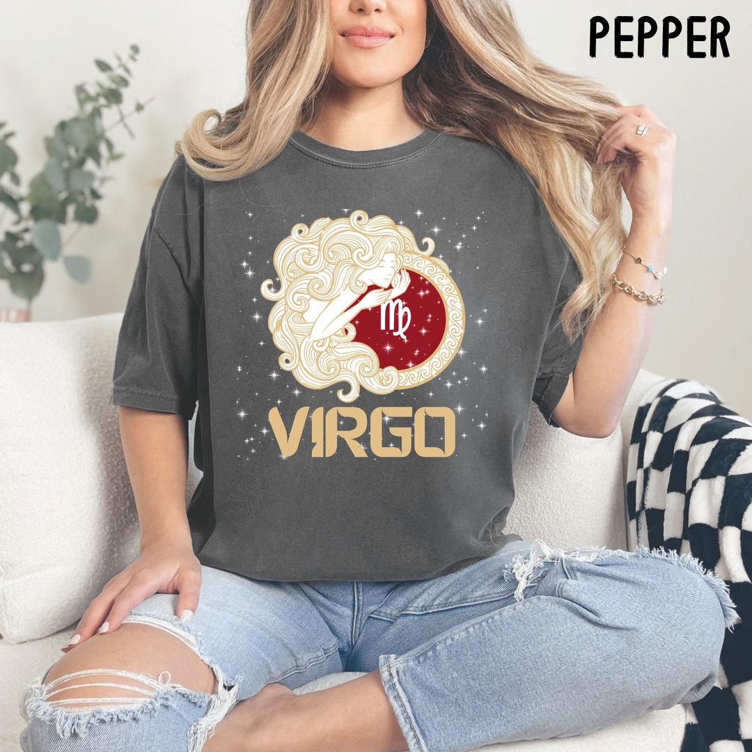 Virgo Zodiac Sign T Shirt Gold And Red Astrology Graphic Tee