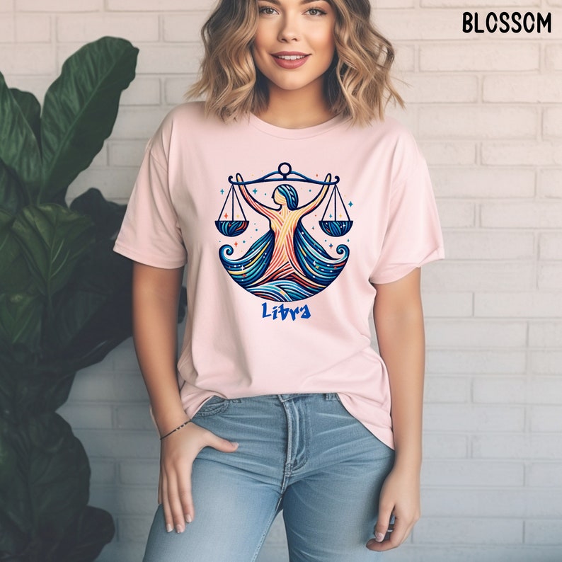 Libra Zodiac Art T-shirt, Celestial Balance Design, Cosmic Horoscope ...