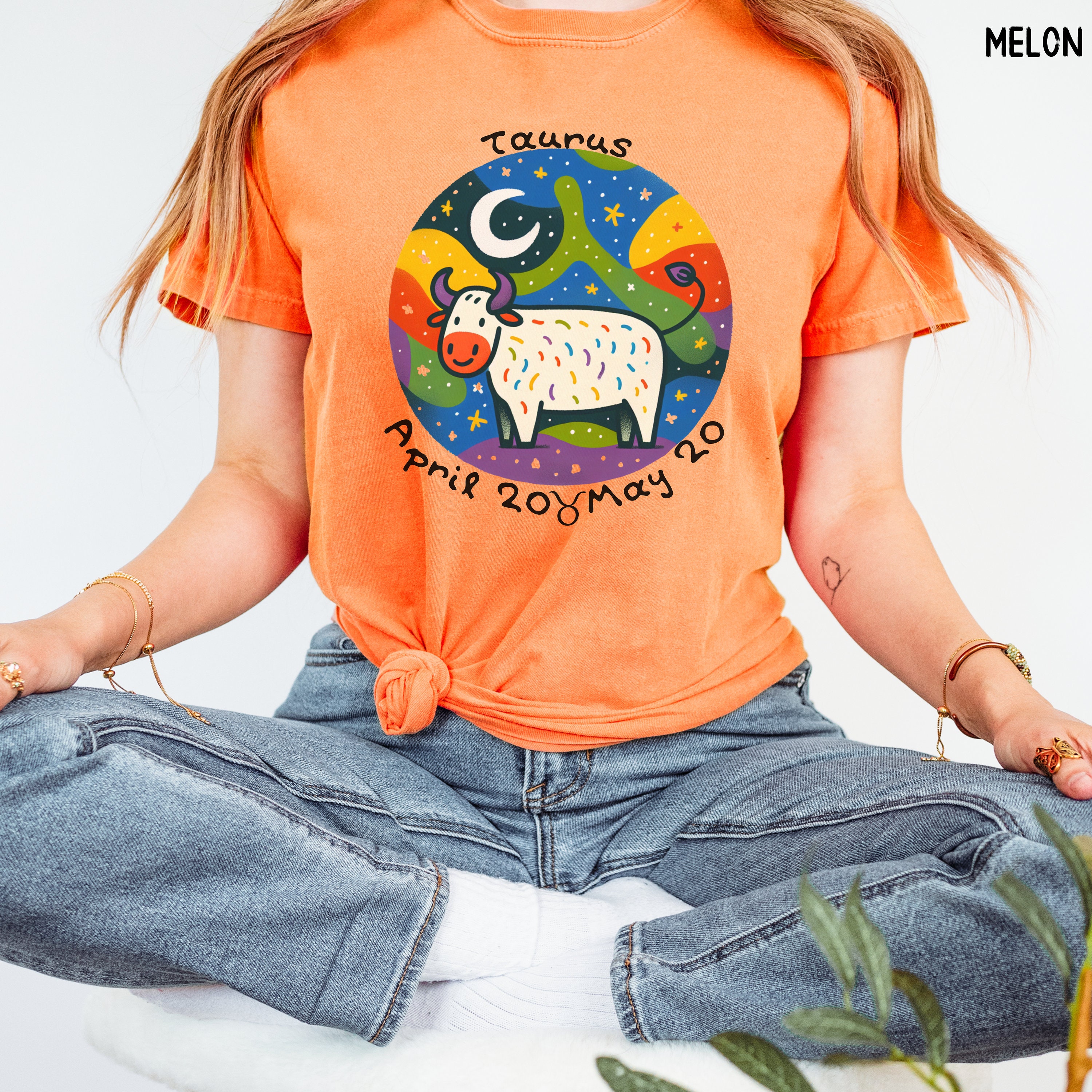 Taurus Zodiac Sign Graphic T Shirt Colorful Astrology Tee Horoscope