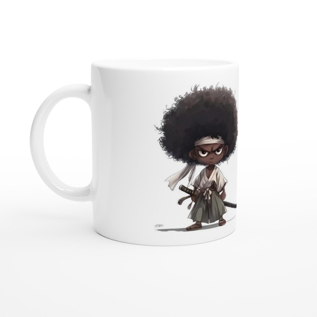 Chibi Anime Character, Afro, Manga, Kawaii Samurai Print, Gift for ...
