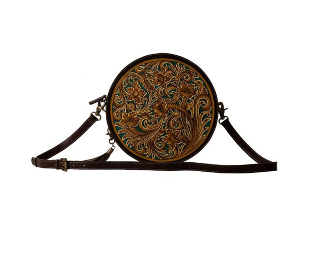 Myra Bag: S-7510 magnolia Morn Hand-tooled Round Bag - Etsy