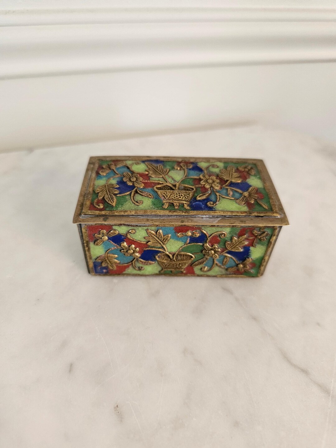 Small Vintage Enamel Box - Etsy