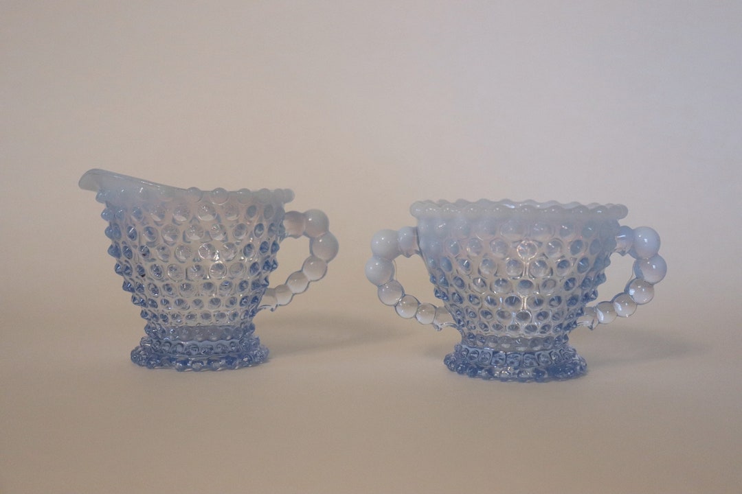 Vintage Hobnail Duncan & Miller Blue Opalescent Sugar and Creamer - Etsy