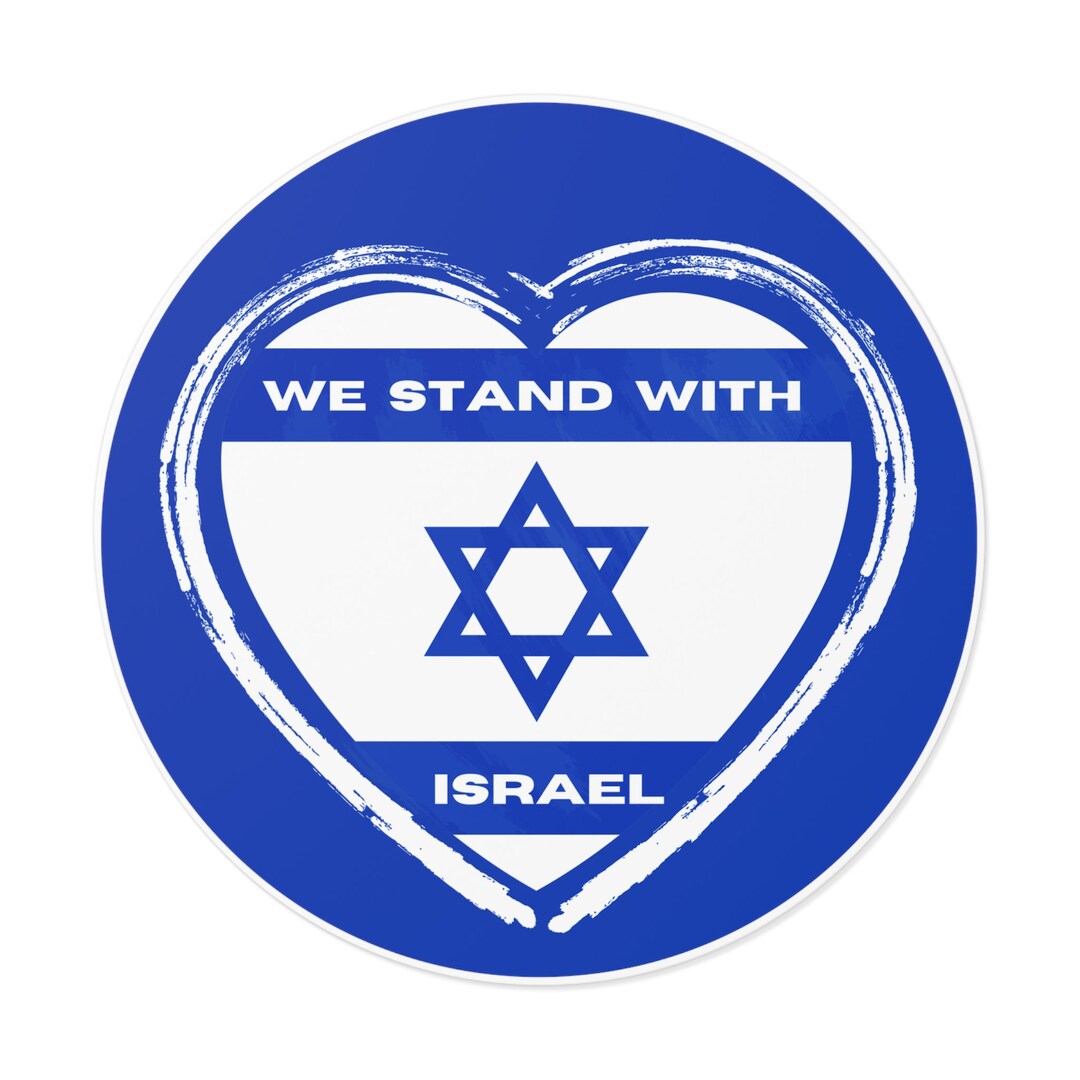We Stand With Israel Round Vinyl Stickers | Support Israel Flag Sticker ...