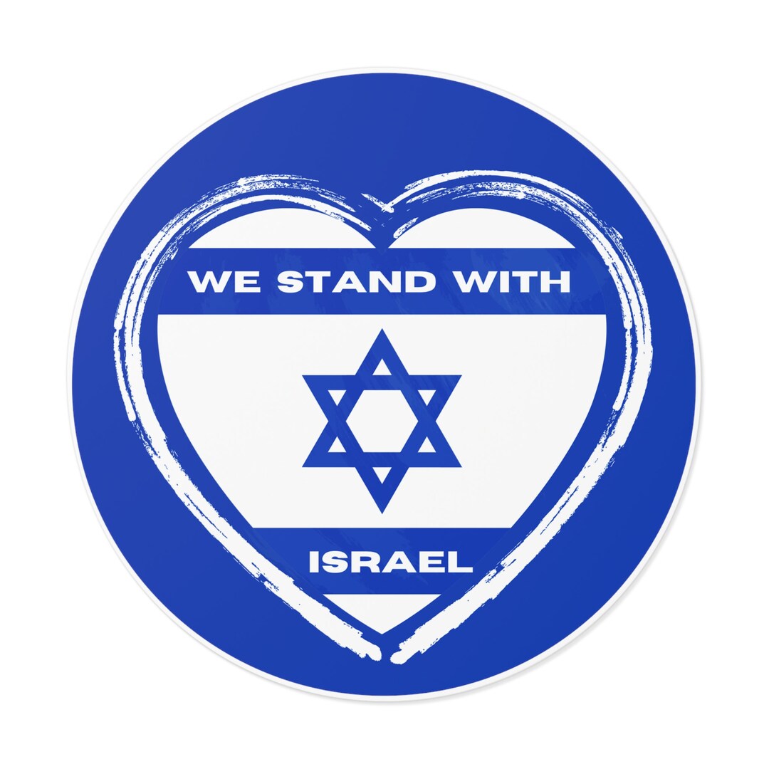 We Stand With Israel Round Vinyl Stickers Support Israel Flag Sticker ...
