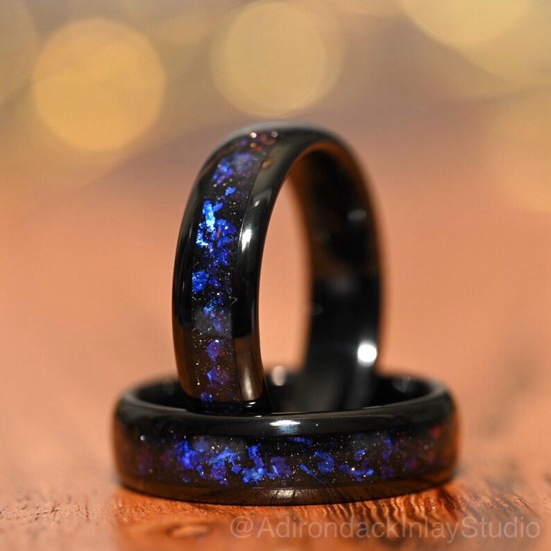 6mm Outer Space Ring, Galaxy Ring, Nebula Ring, Black Tungsten Ring ...