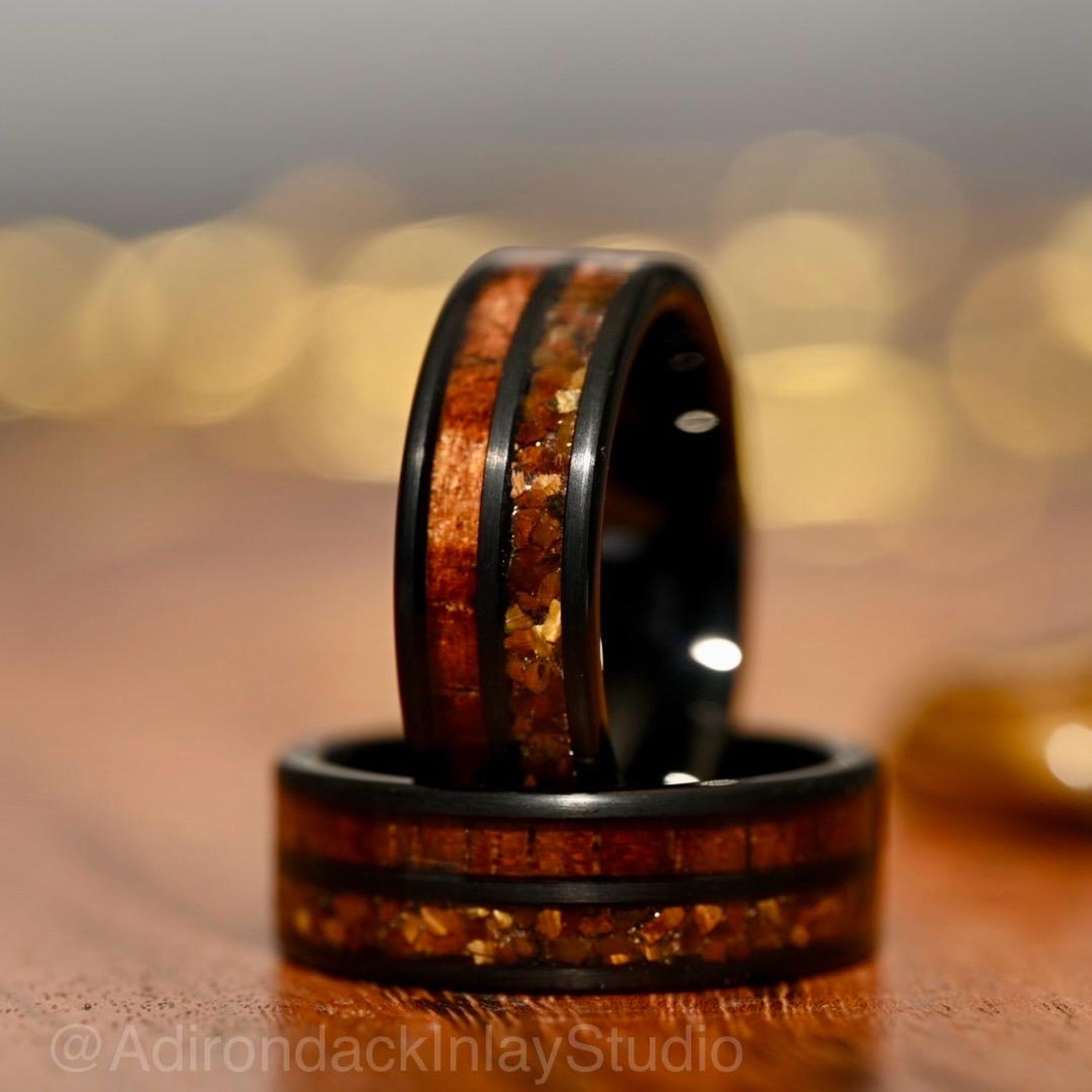 Black 8mm Tigers Eye Band, Tigers Eye Ring Gemstone Mens Ring Wood ...
