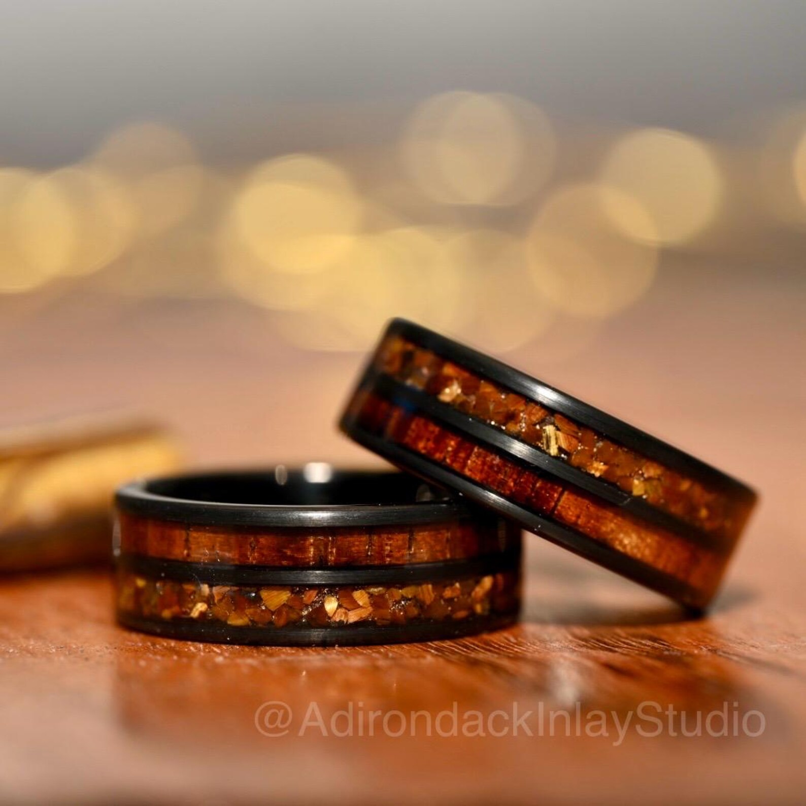 Black 8mm Tigers Eye Band, Tigers Eye Ring Gemstone Mens Ring Wood ...