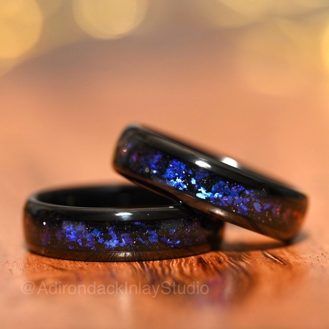 6mm Outer Space Ring, Galaxy Ring, Nebula Ring, Black Tungsten Ring ...