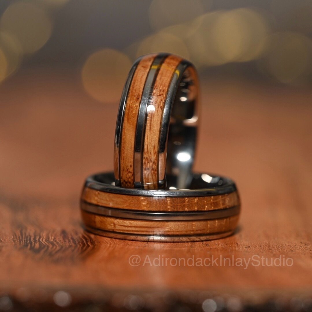 8mm Whiskey Wood Ring, Whiskey Barrel Ring, Wood Wedding Band, Mens ...