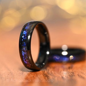 6mm Outer Space Ring, Galaxy Ring, Nebula Ring, Black Tungsten Ring ...
