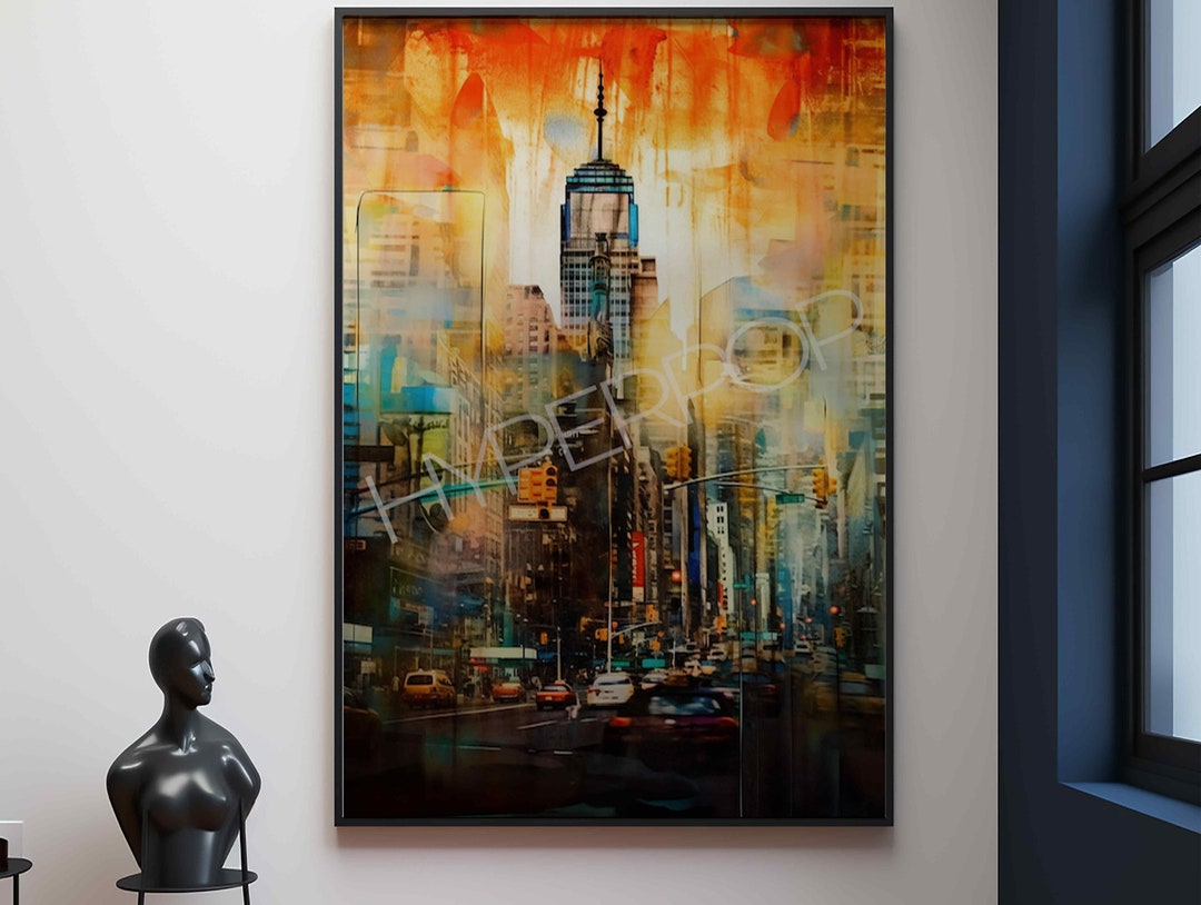 Cityscape Print Artwork, Modern City Print Wall Art Digital Download ...