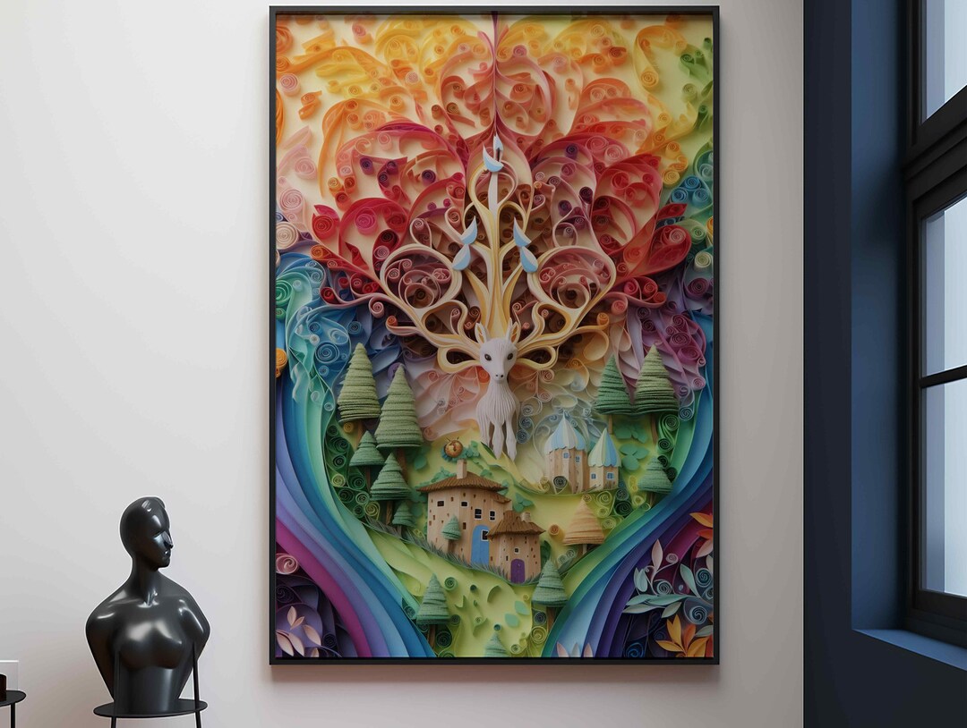 Fantasy Illustration Paper Quilling Wall Art-fantasy Prints-paper ...