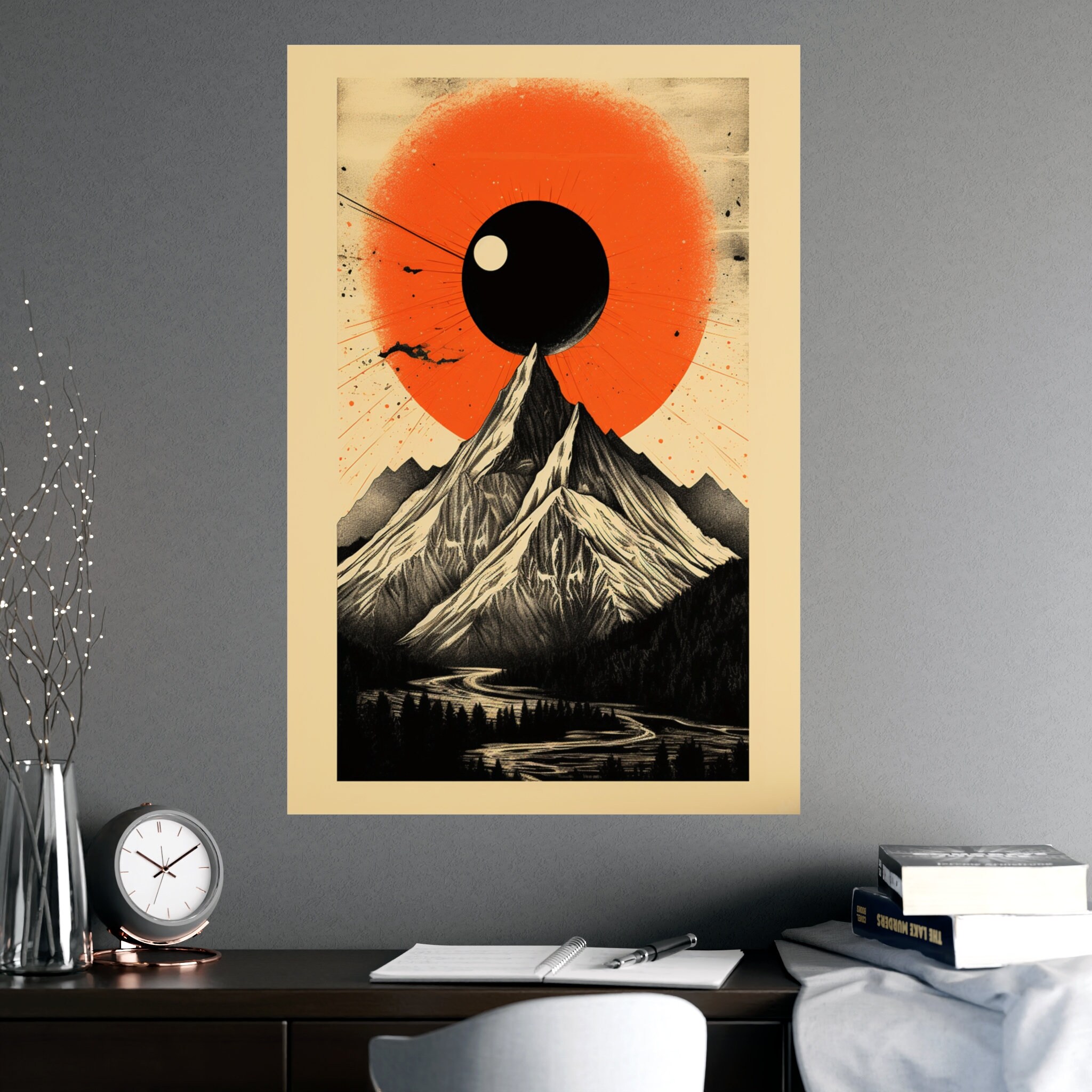 Mountain Scene Graphic Design Poster Art Vertical Wall Art - Etsy