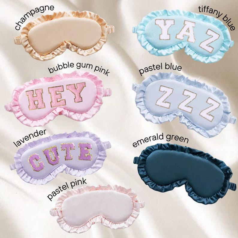 Satin Ruffle Sleeping Masks Customizable Initials - Etsy