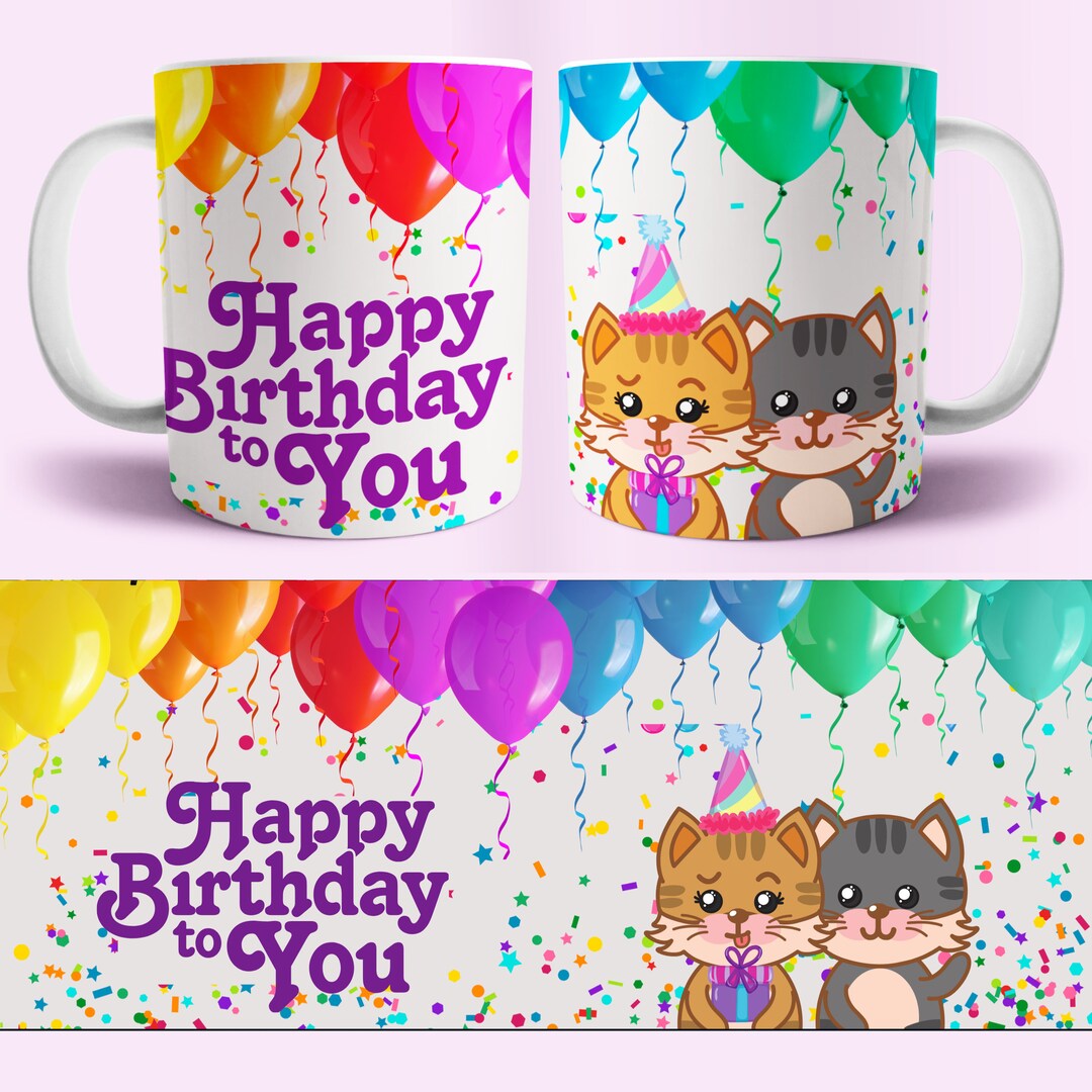 Happy Birthday Coffee Mug Sublimation Designs, 15oz & 11oz HBD Mug ...
