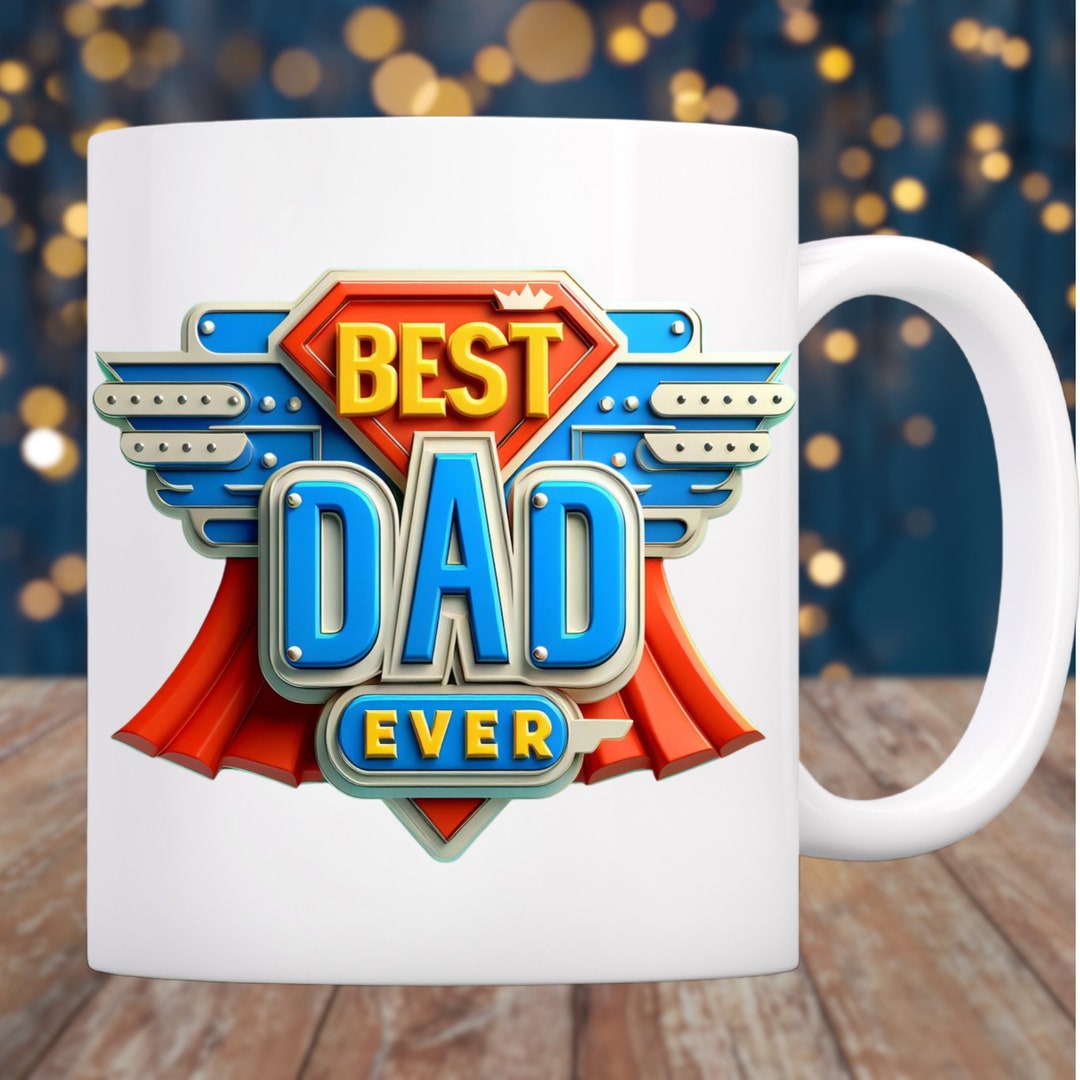 Super Dad 3d Mug Wrap, 3D Super Hero Template, Father's Day Mug ...