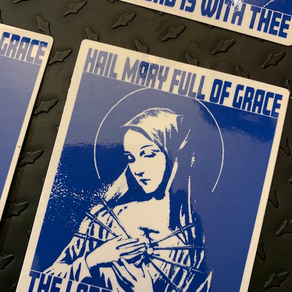 Hail Mary Full of Grace Punch the Devil in the Face Sticker Catholic ...