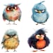 Set of 12 Grumpy Birds Clipart: Digital Art, Watercolor Clipart, High ...