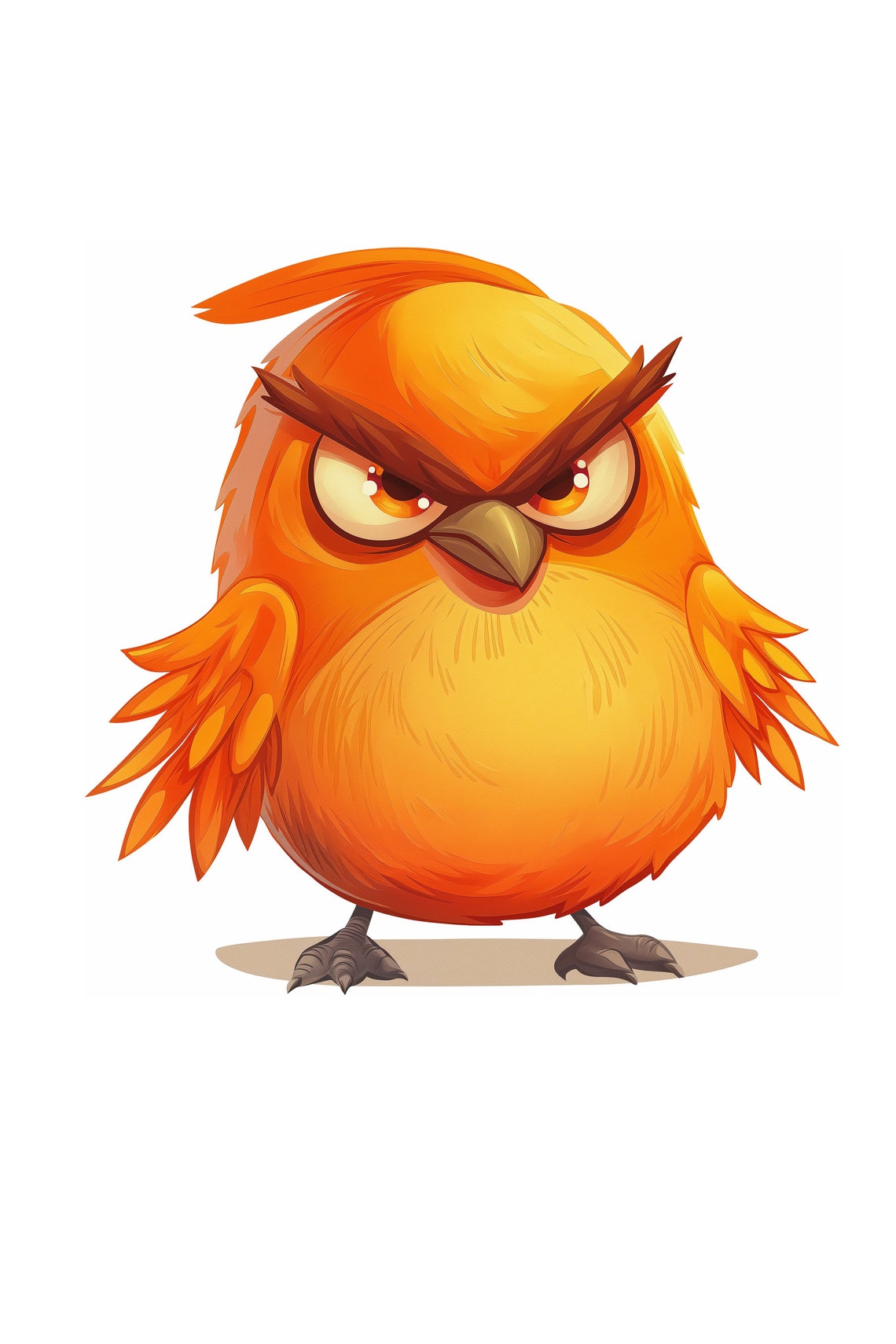 Set of 12 Orange Grumpy Birds Clipart: Digital Art, Watercolor Clipart ...