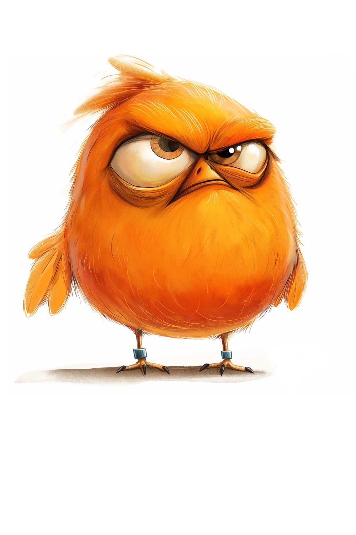 Set of 12 Orange Grumpy Birds Clipart: Digital Art, Watercolor Clipart ...