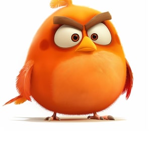 Set of 12 Orange Grumpy Birds Clipart: Digital Art, Watercolor Clipart ...