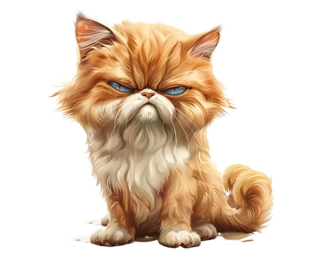 12 Cute and Funny Grumpy Cat Clipart, Digital Print Instant Download ...