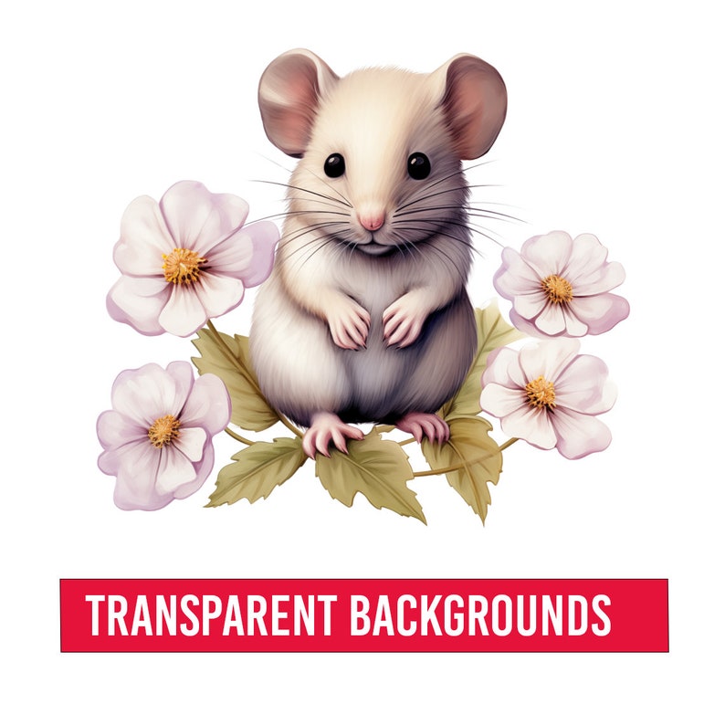 Mouse and Flowers Clipart - 10 High Quality Pngs, Transparent ...