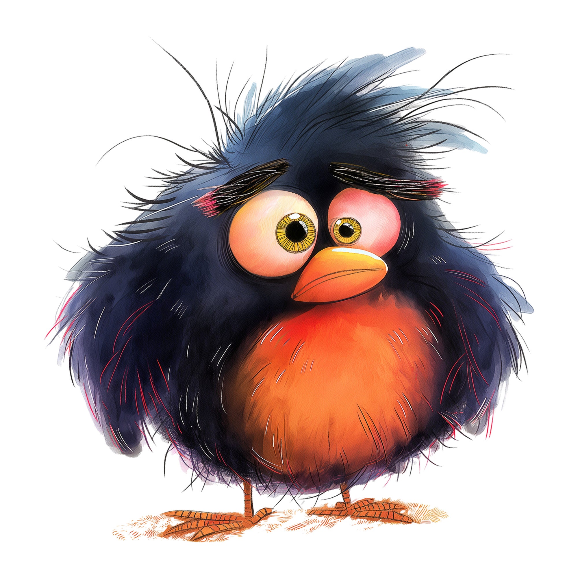 Set of 12 Grumpy Birds Clipart: Digital Art, Watercolor Clipart, High ...