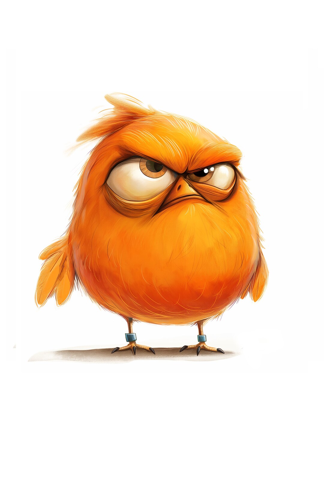 Set of 12 Orange Grumpy Birds Clipart: Digital Art, Watercolor Clipart ...