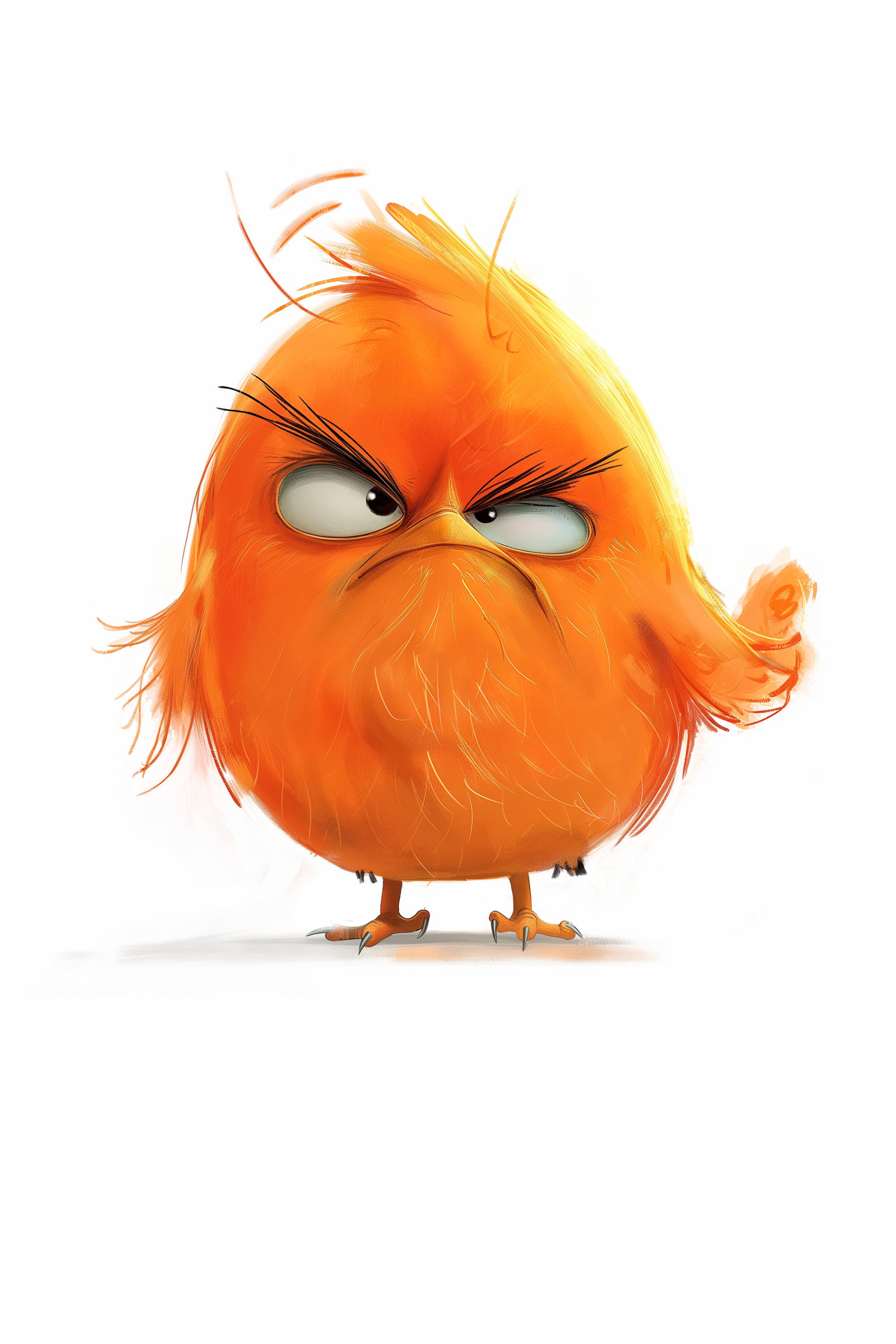Set of 12 Orange Grumpy Birds Clipart: Digital Art, Watercolor Clipart ...