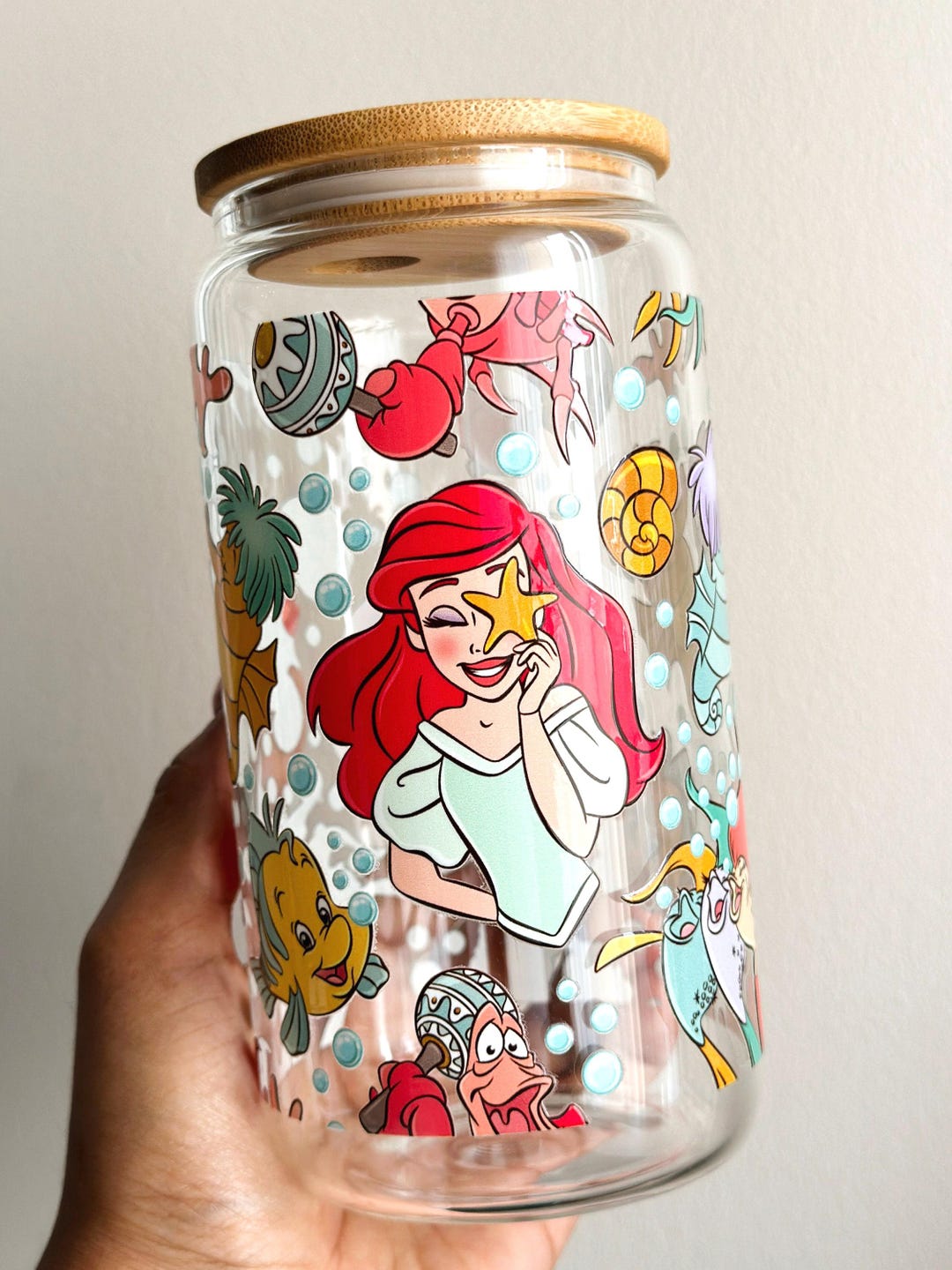 Little Mermaid Glass Can 16 Oz - Etsy