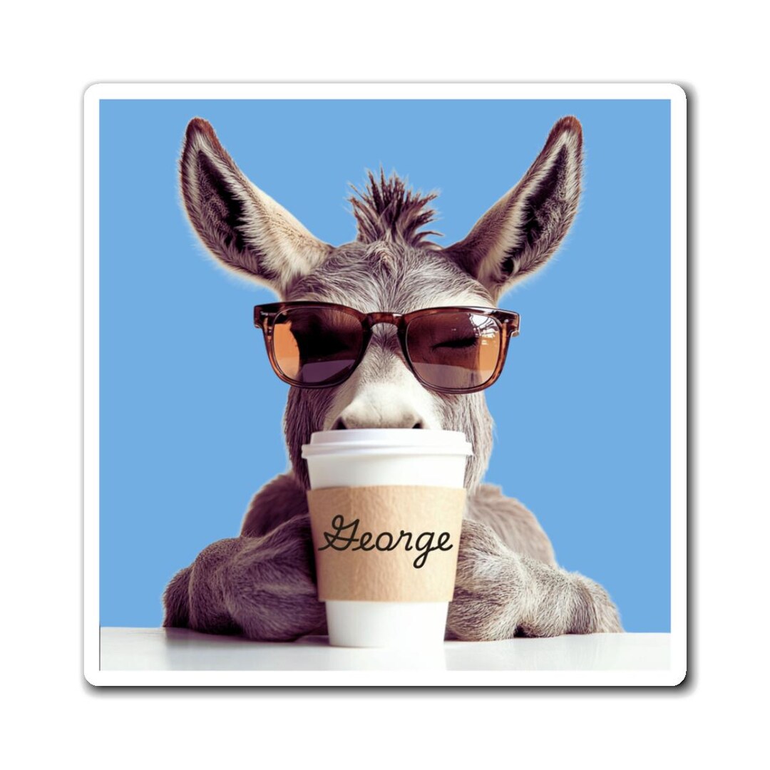 Funny Donkey Coffee Cup Magnet, Cute Animal Fridge Decor, Custom Name ...