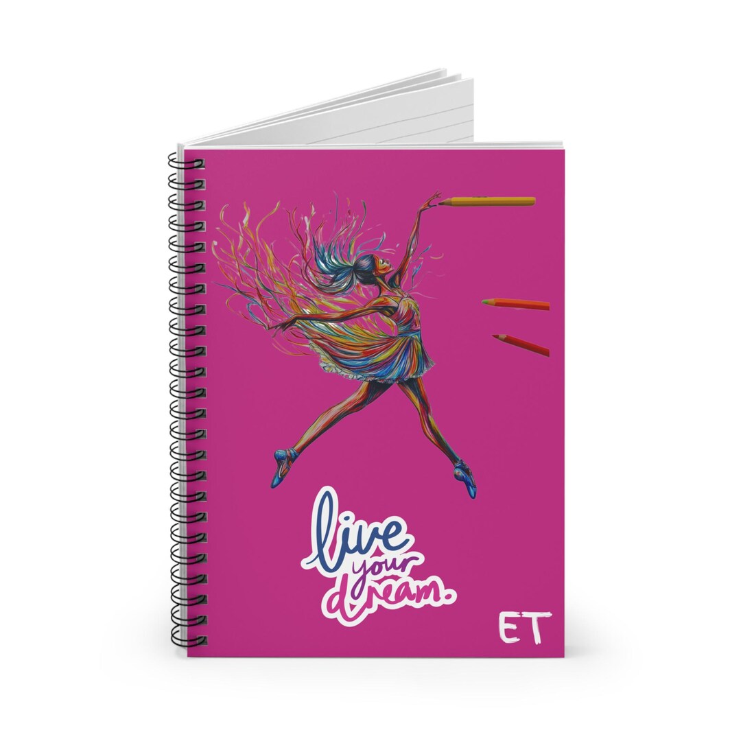 Personalized Ballerina Purple Spiral Notebook, Custom Name Initials ...
