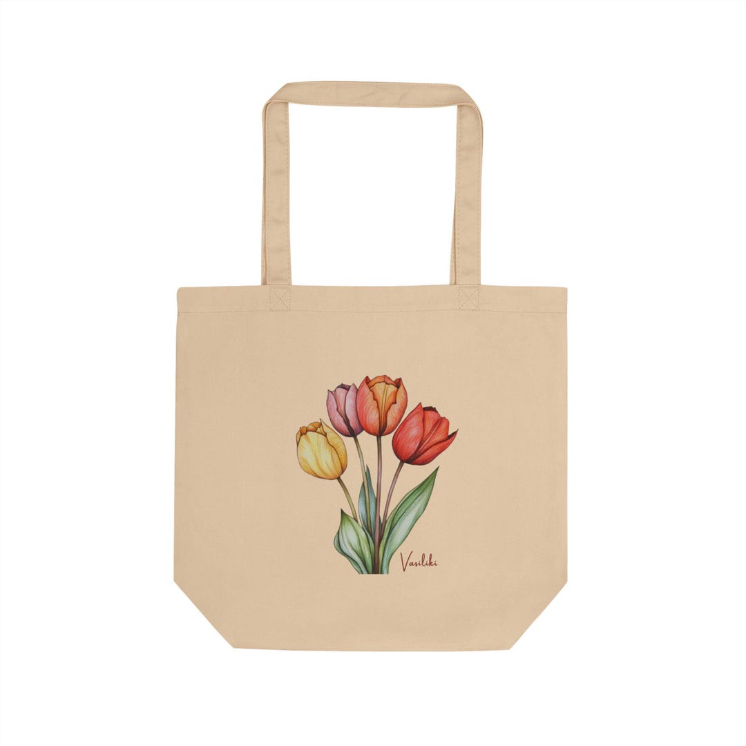 Dutch Tulips Eco Tote Bag, Personalized Reusable Shopping Bag, Custom ...