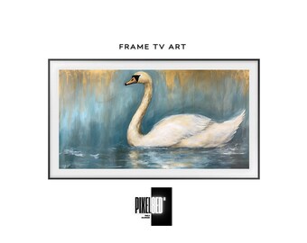 Swan Frame TV Art Vintage Style Oil Painting Antique Swan Art - Etsy