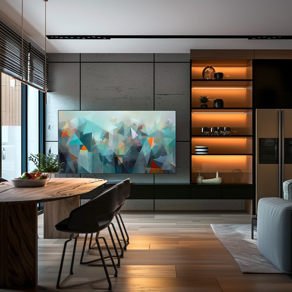 Samsung Frame Art TV Blue Abstract Painting Digital Download Wallpaper ...