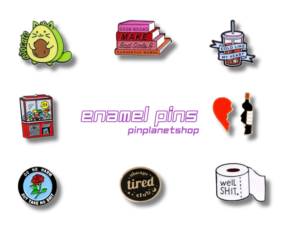 Book Lover Pins Avocado Cat Enamel Pins Funny Brooch Wine Enamel Pin ...