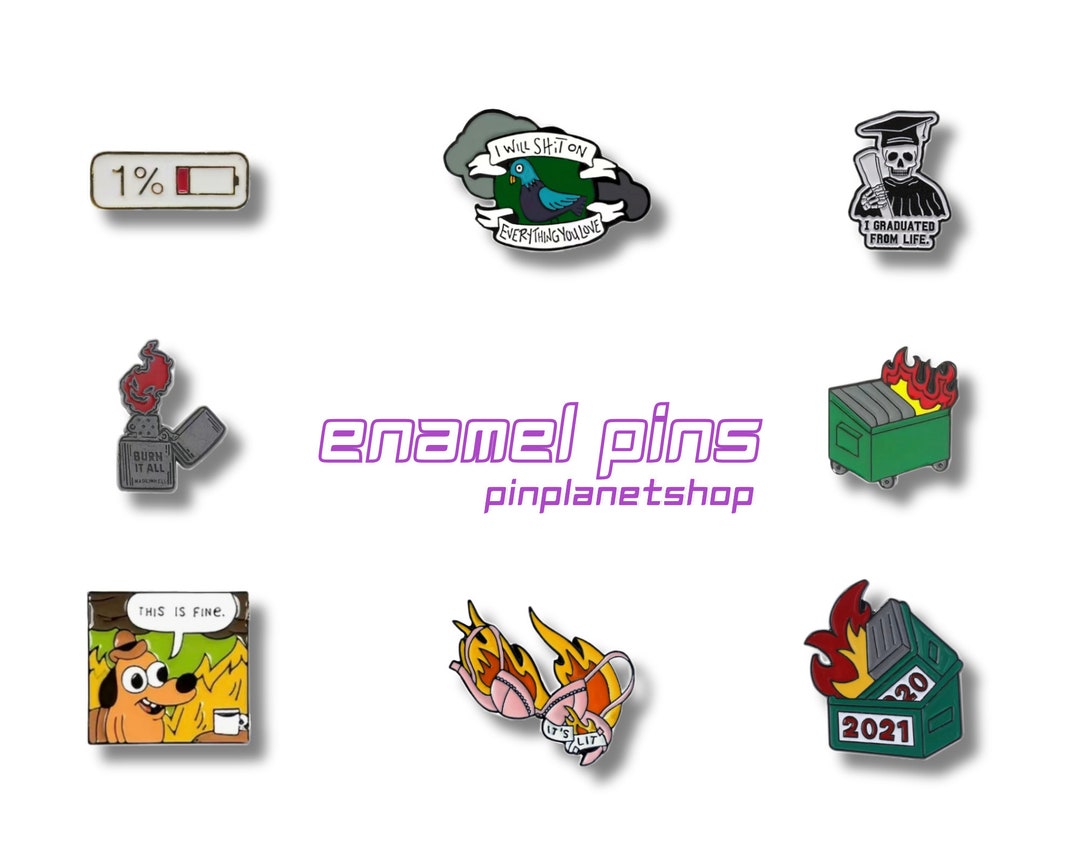 Funny Enamel Pins, Meme Enamel Pins, Dumpster Fire Enamel Pins Skeleton ...