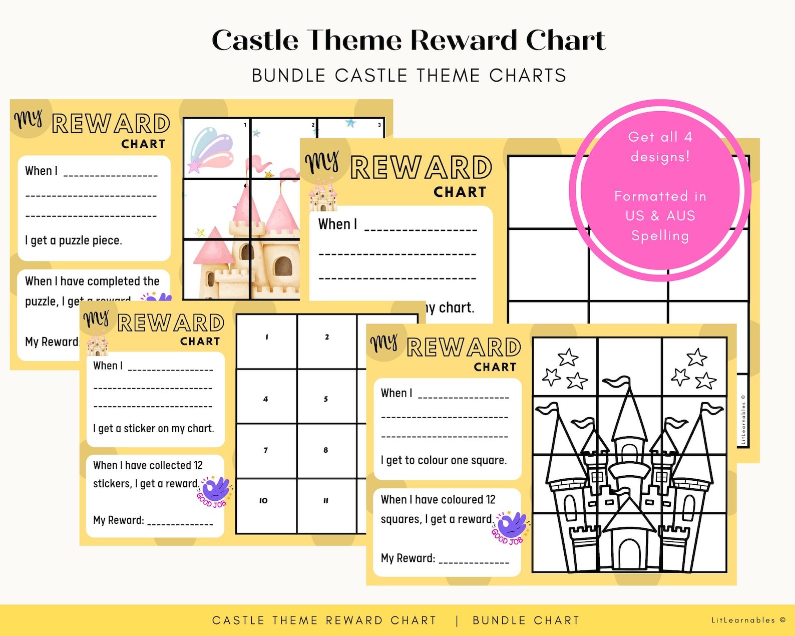 Princess Castle Theme Reward Chart Bundle | Toddler Reward Chart ...