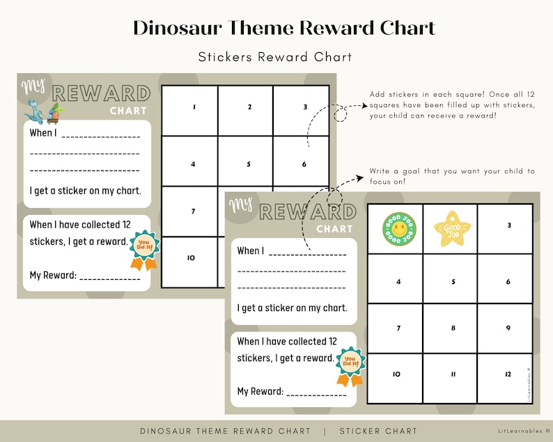 Dinosaur Reward Chart Bundle | Toddler Reward Chart | Classroom ...