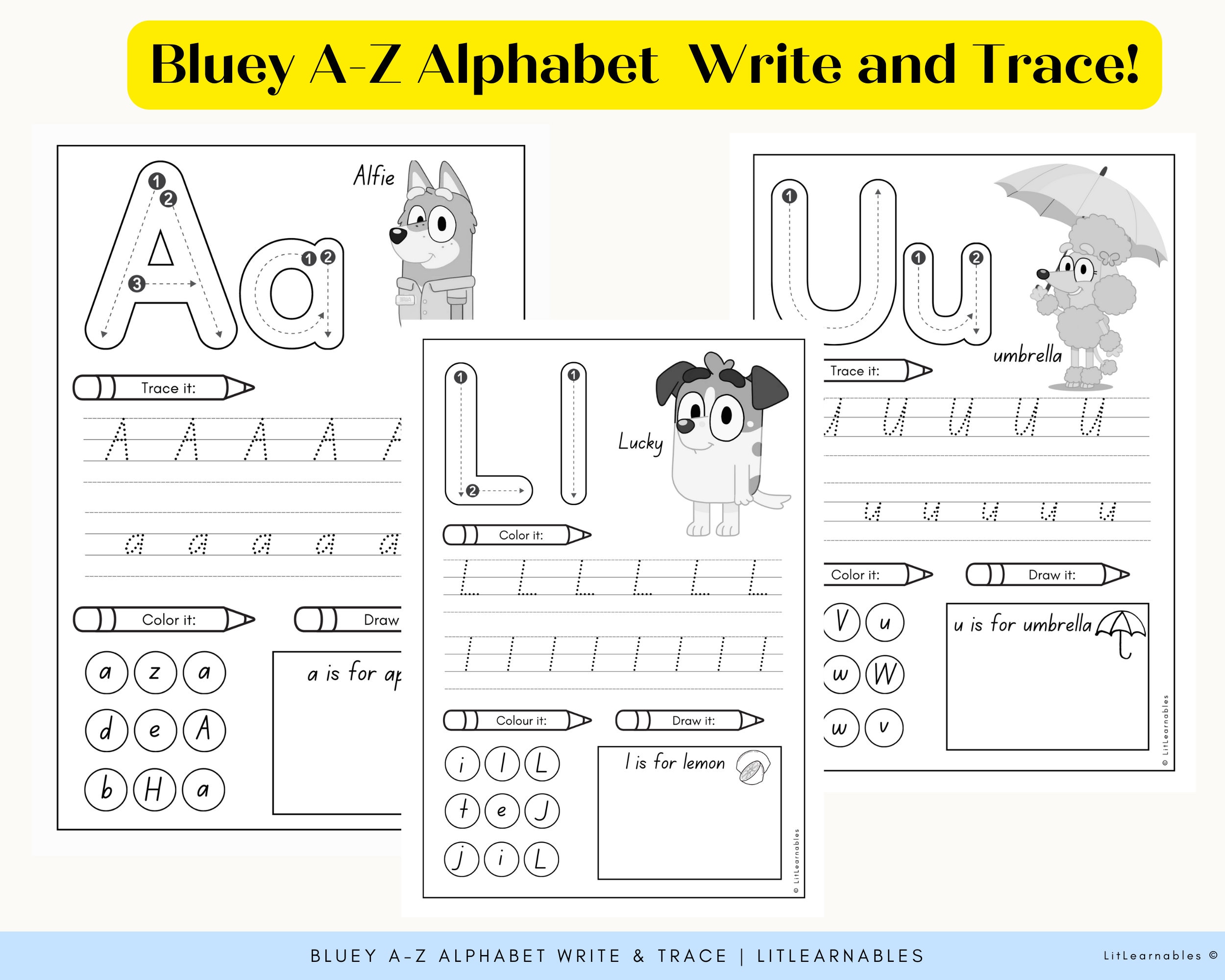 Bluey Writing Practice Preschool Learning Letter Tracing - Etsy
