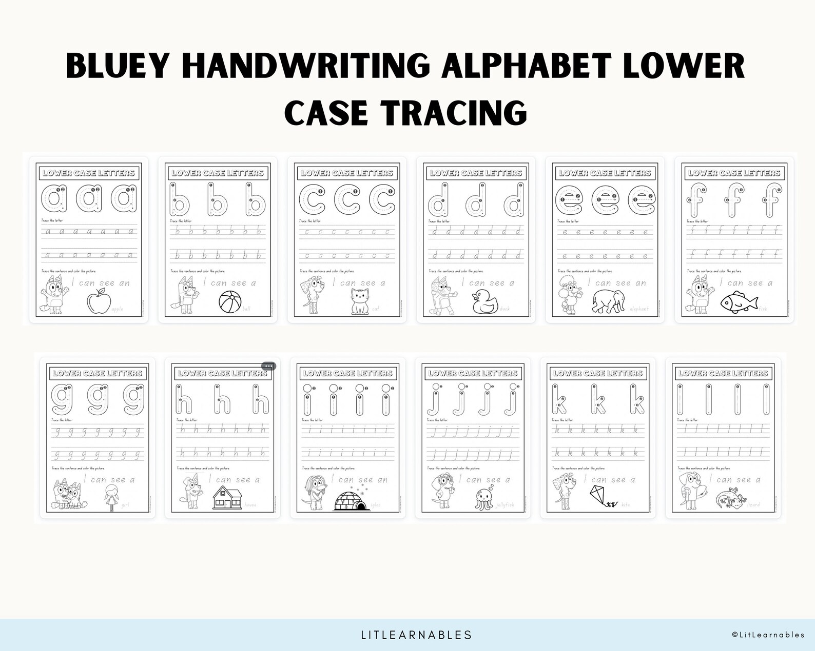 BLUEY Handwriting and Reading Practice, Preschool Learning, Letter ...